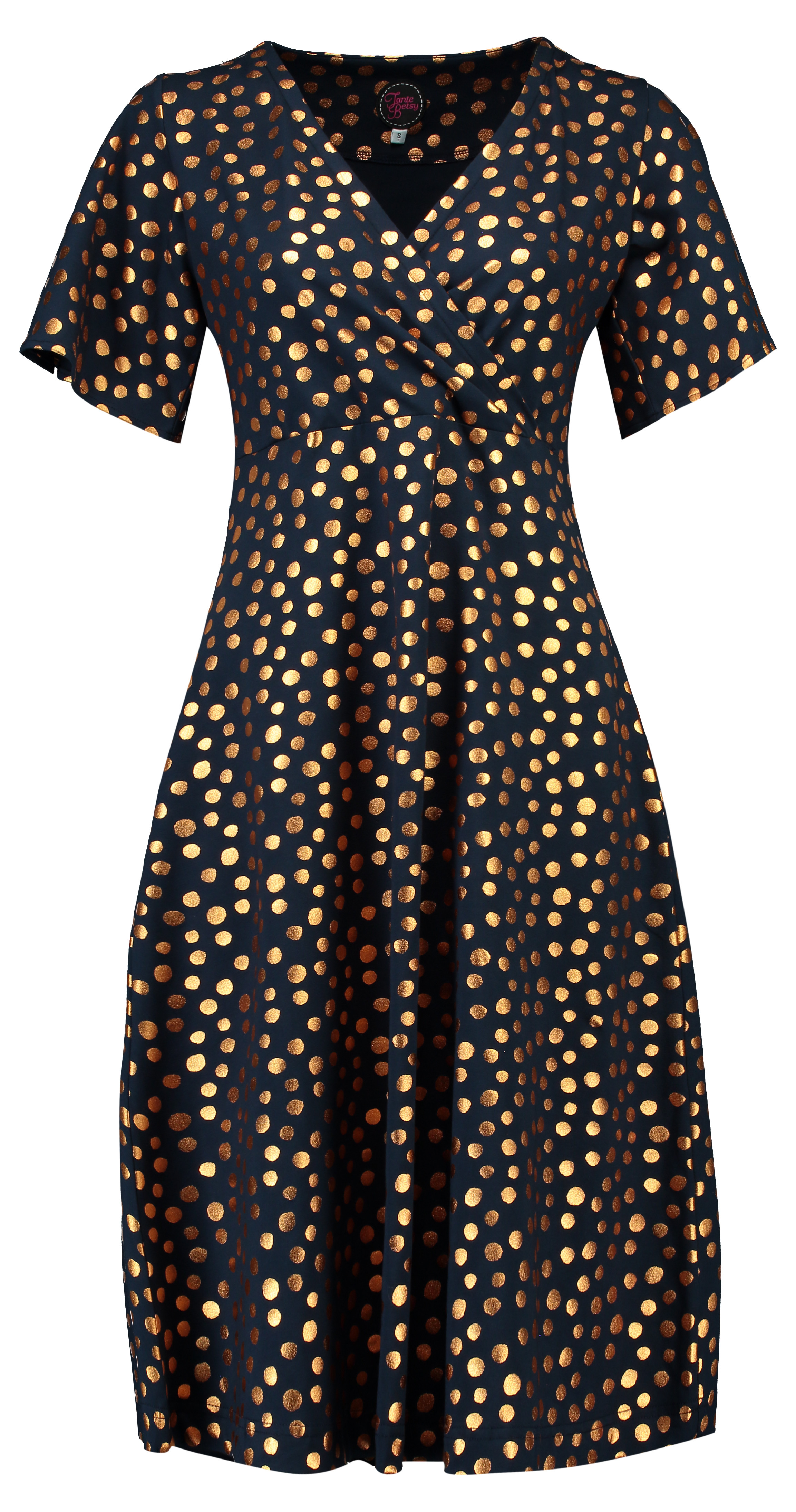 Tante Betsy Dress Havannah Long Gold Dot Navy SS21
